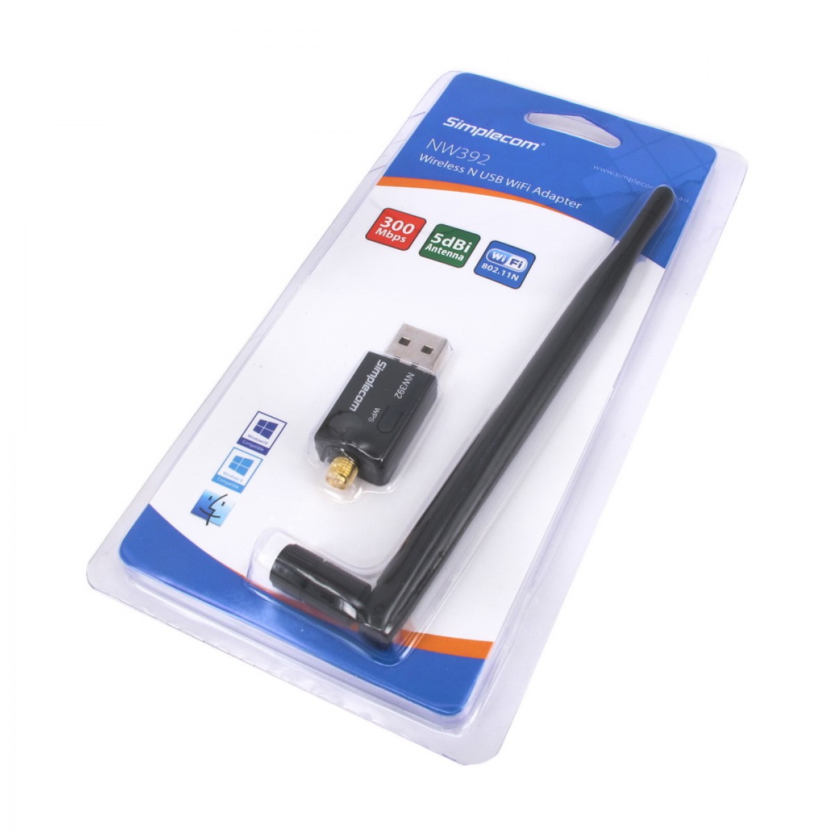 Simplecom NW392 USB Wireless N WiFi Adapter 802.11n 300Mbps 5dBi Antenna