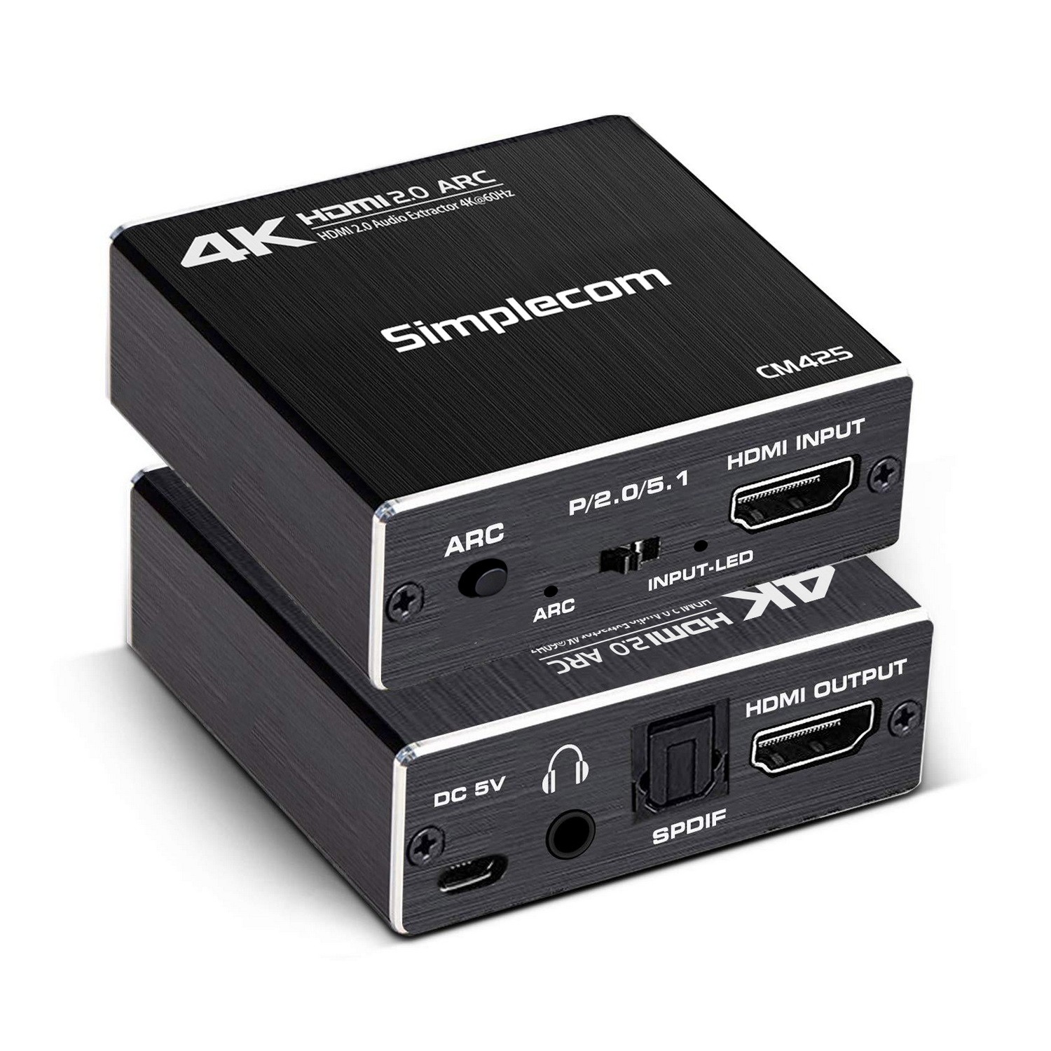 Simplecom CM425 HDMI 2.0 Audio Extractor Optical SPDIF + 3.5mm Stereo ...