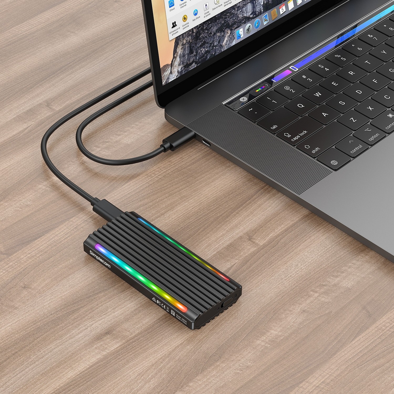 Simplecom SE525 NVMe / SATA M.2 SSD USB-C Enclosure with RGB Light USB ...